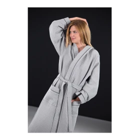 Μπουρνούζι Πικέ με Ζώνη και Τσέπες Basic Grey Guy Laroche