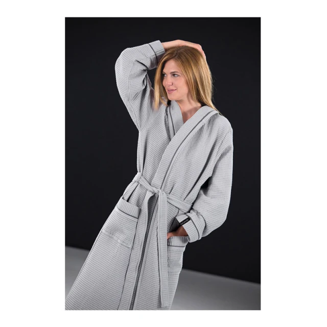 Μπουρνούζι Πικέ με Ζώνη και Τσέπες Basic Grey Guy Laroche