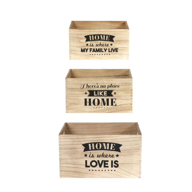 Σετ Ξύλινα Κουτιά Αποθήκευσης 40 x 30 x 22 cm 3 τμχ Home D