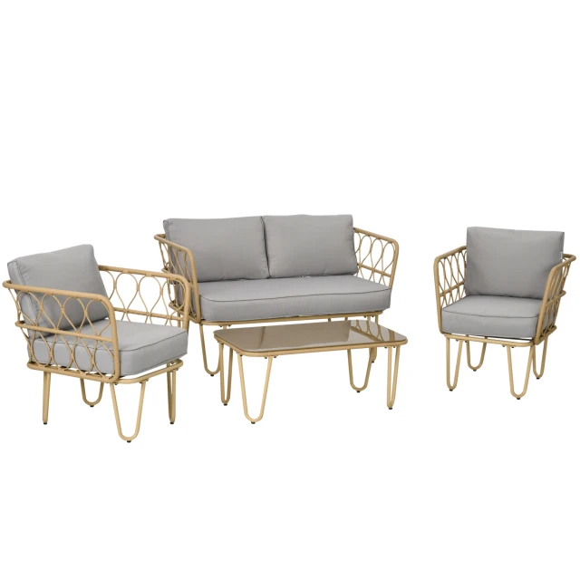 Outsunny Σετ σαλονιού Rattan Garden 4 τεμαχίων με 2θέσιο κ