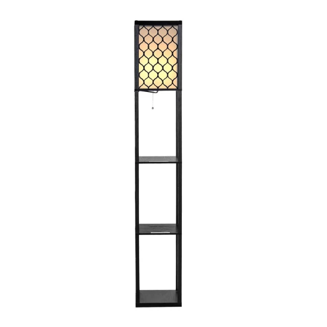 Ξύλινο Φωτιστικό Δαπέδου με 3 Ράφια Ε27 60 W Costway EU100