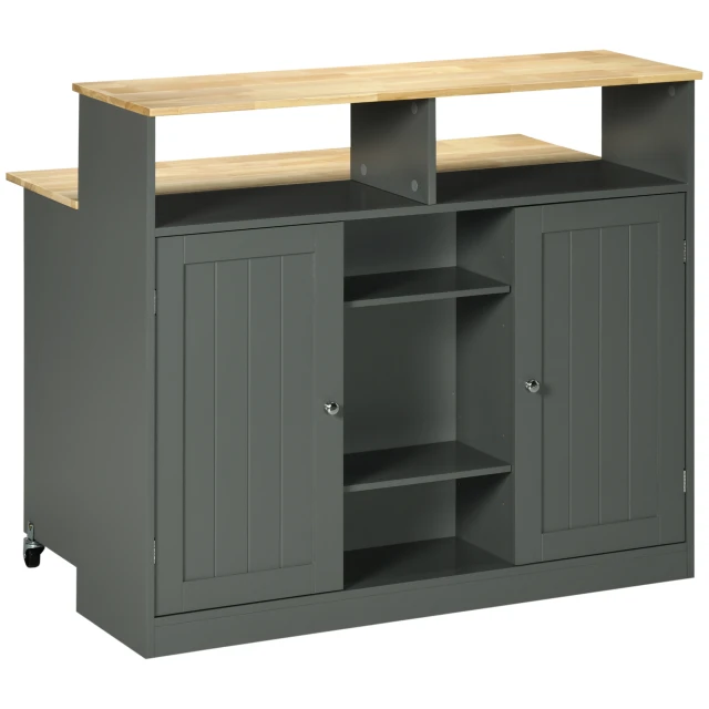 HOMCOM Kitchen Island από MDF και ξύλο με πτυσσόμενο επάνω